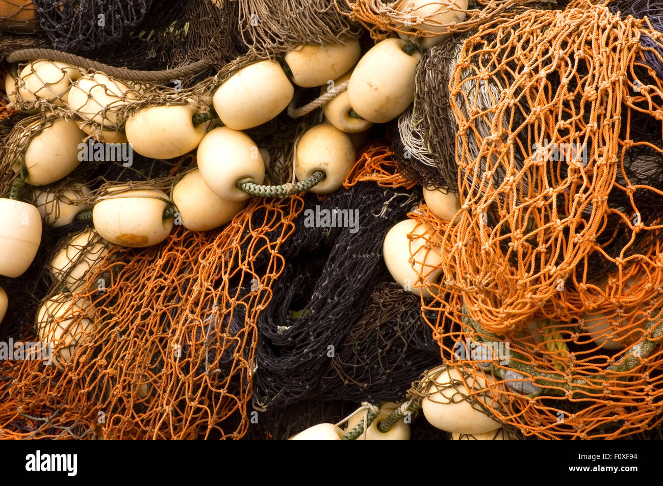 Commercial fishing nets, Squalicum Harbor, Bellingham, Washington Stock ...