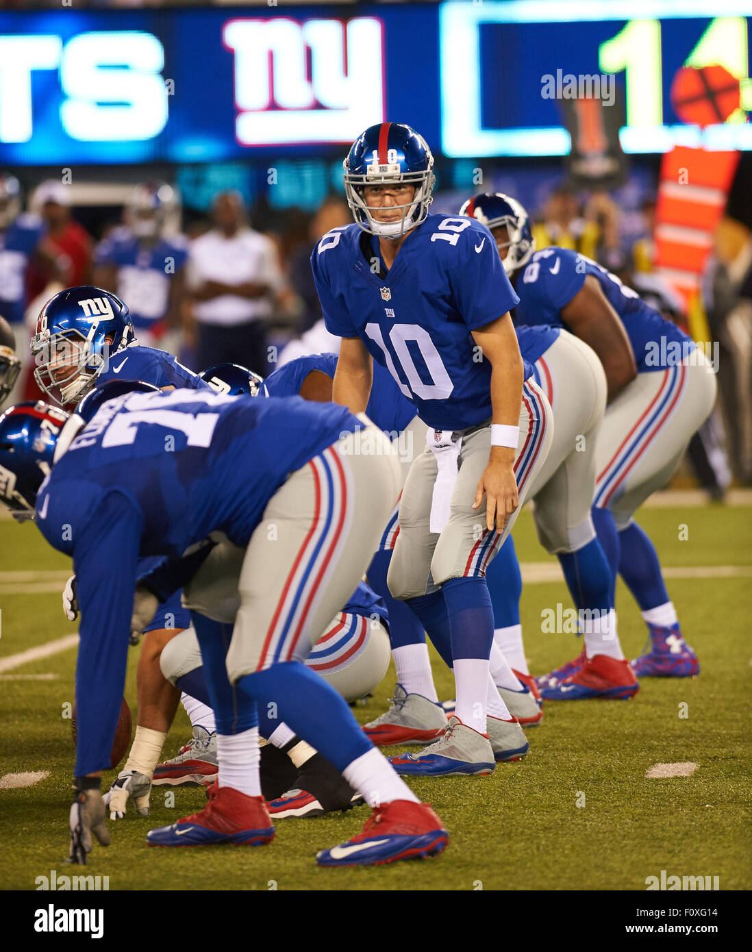 East Rutherford, New Jersey, USA. 22nd Aug, 2015. Giants' quarterback ...