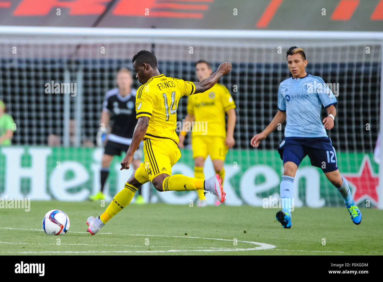 Columbus Crew SC defender Waylon Francis (14) passes the ball forward ...