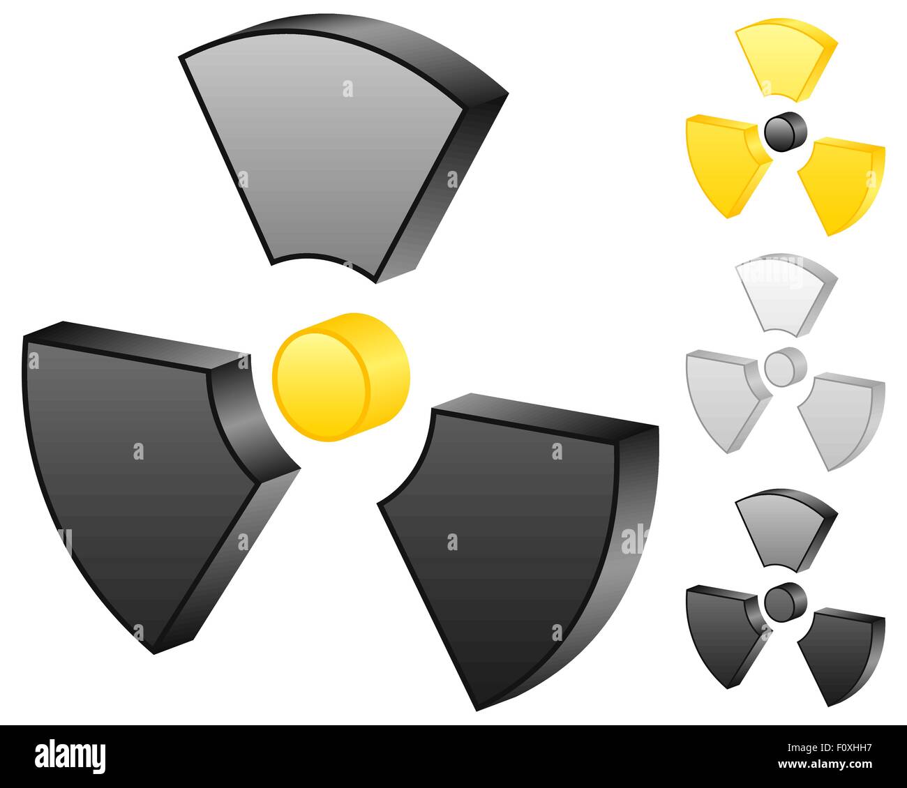3D radiation sign icons on a white background. Vector illustration ...