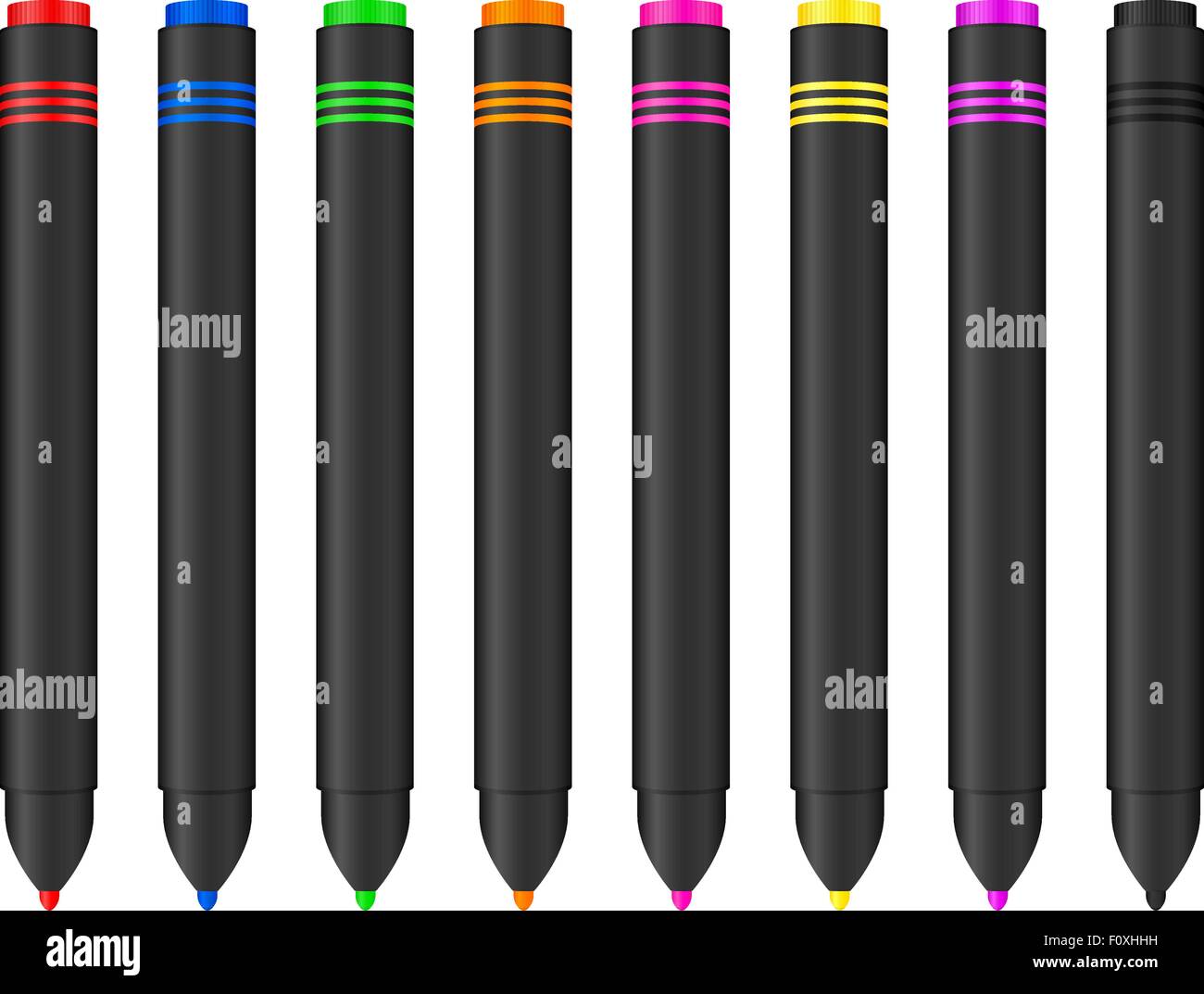 Eight colors text markers on a white background. Vector illustration ...