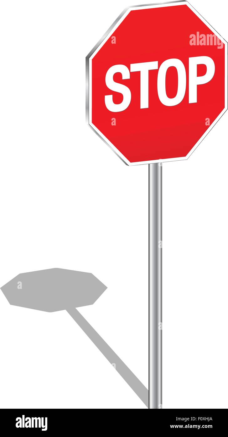 3D stop sign isolated on a white background. Vector illustration Stock ...
