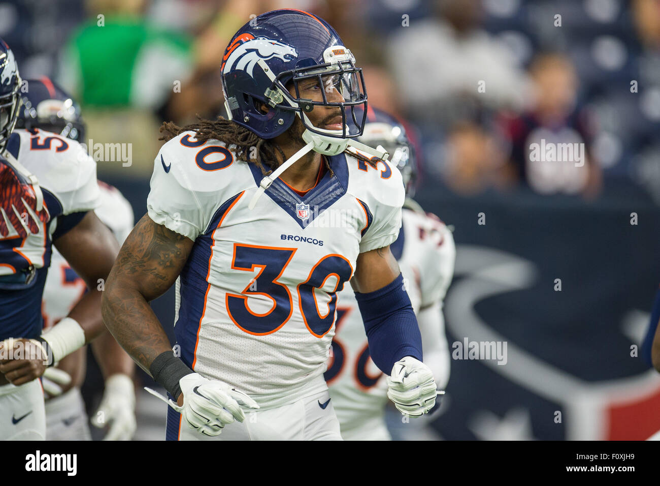 Houston, Texas, USA. 22nd Aug, 2015. Denver Broncos strong safety David ...