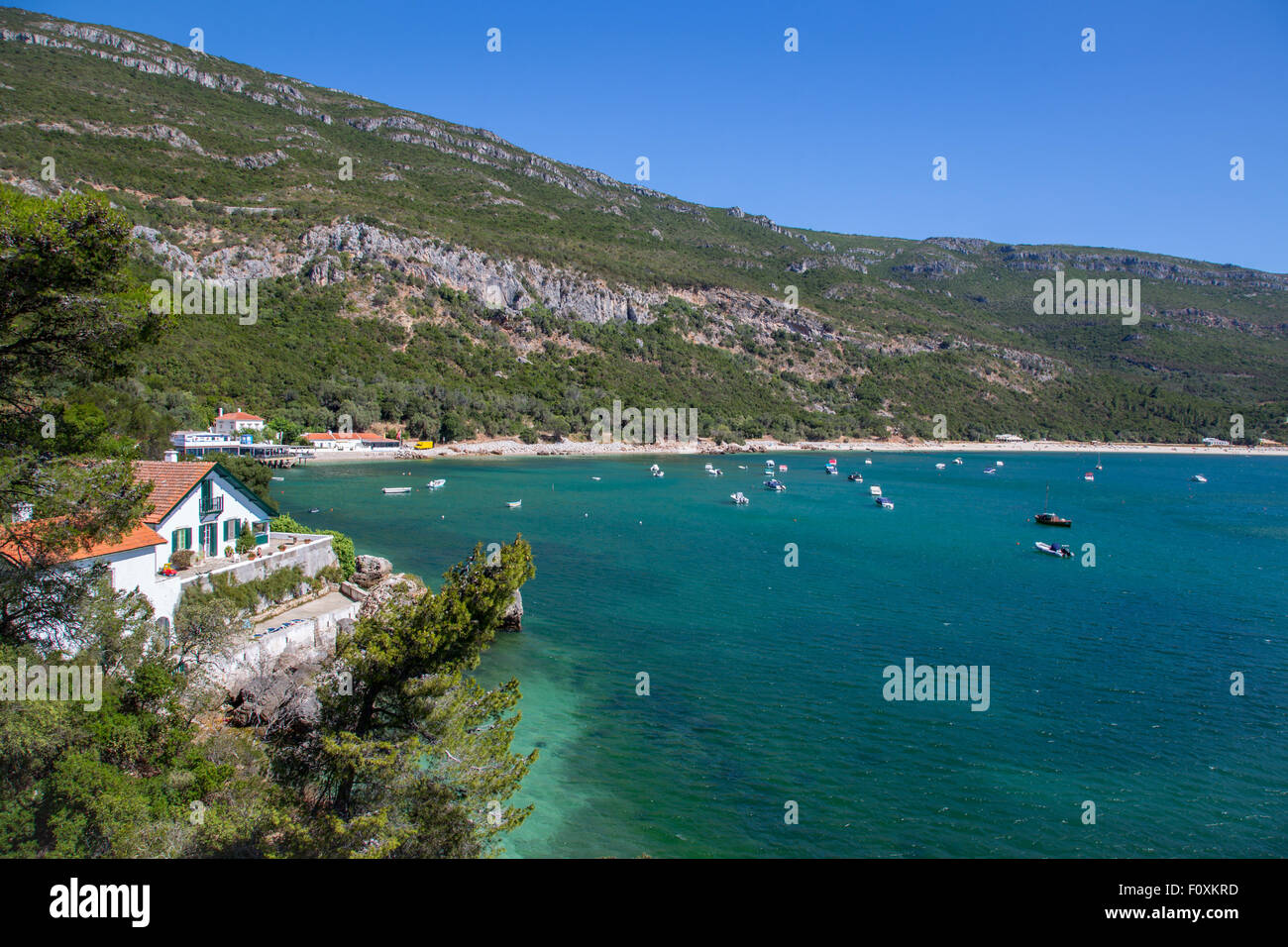 Portinho da Arrabida beach in the Parque Natural da Arrabida, Setubal ...