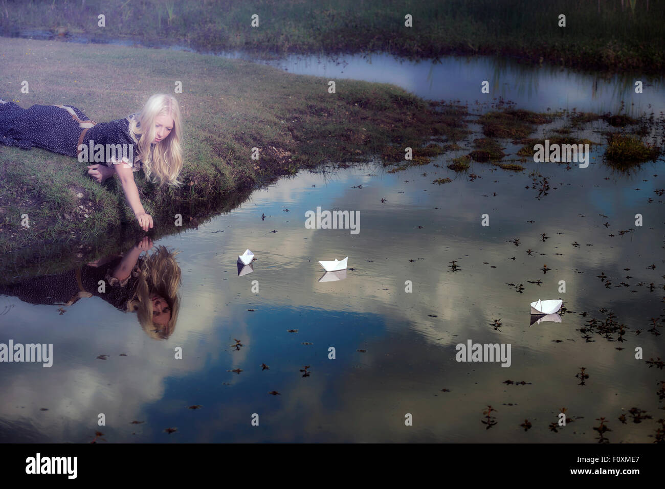 Pond swimming woman hi-res stock photography and images - Alamy