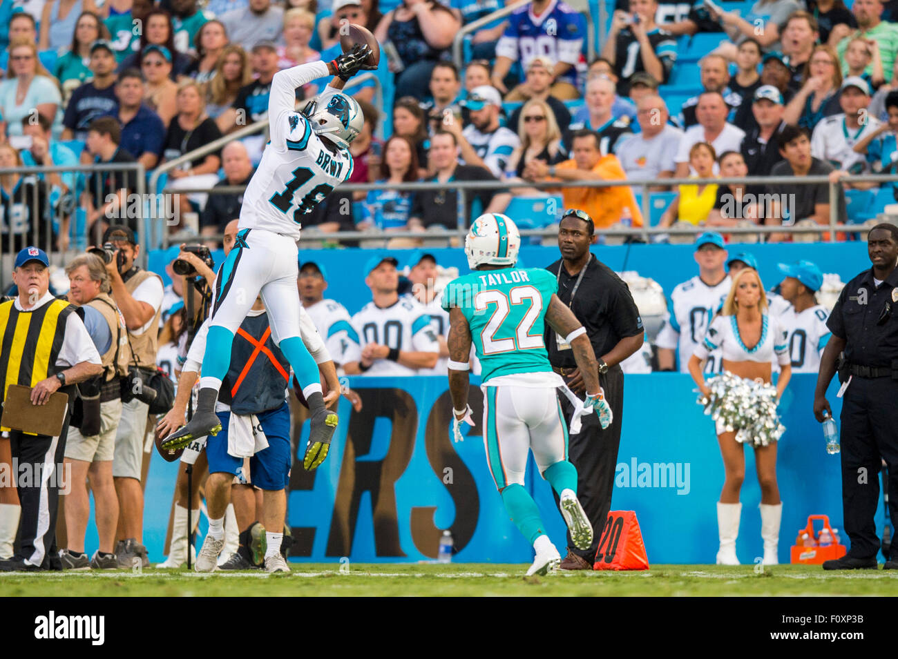 Charlotte, NC, USA. 22nd Aug, 2015. #16 Carolina WR Corey Brown during ...