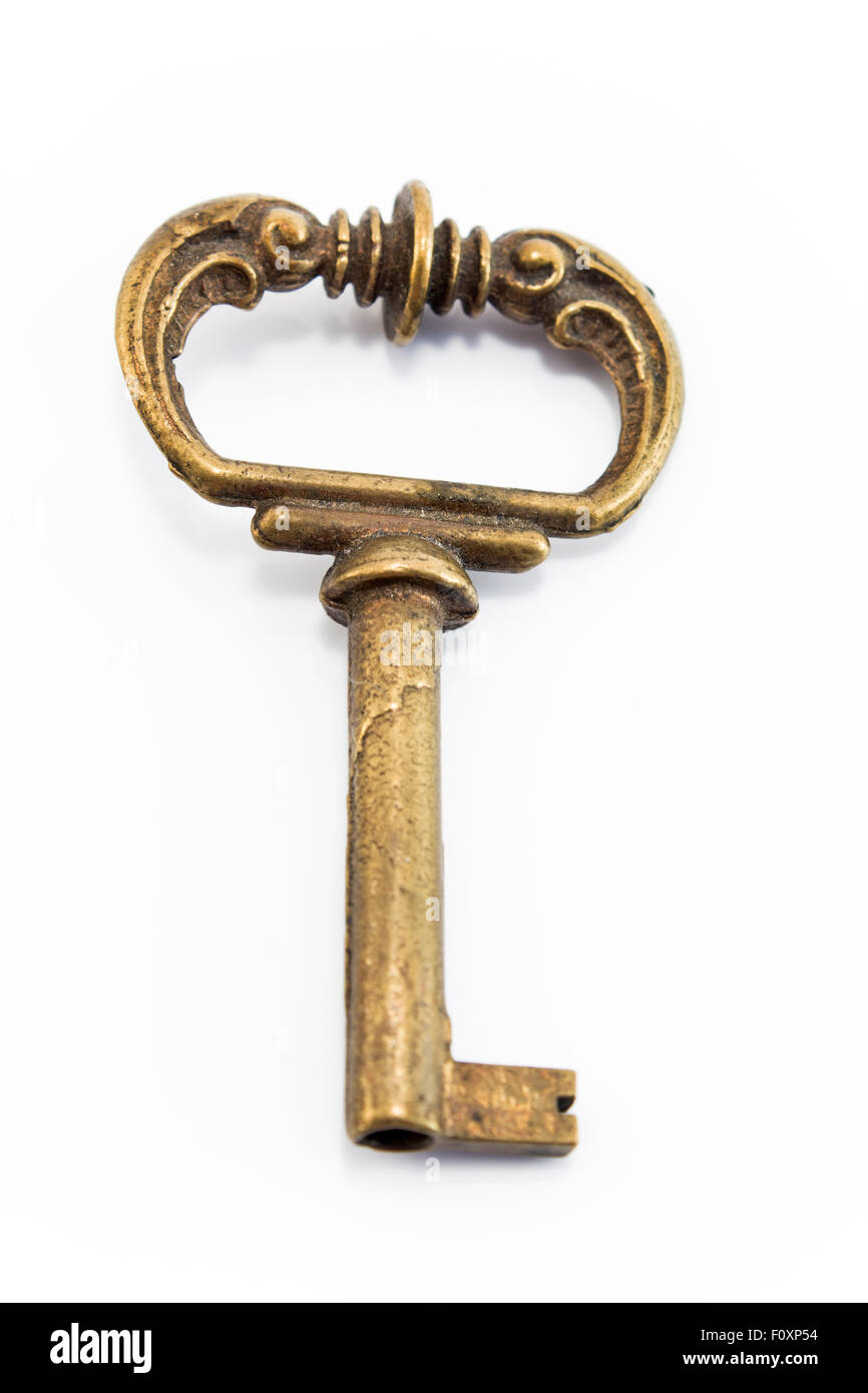 Antique key isolated on white Stock Photo - Alamy