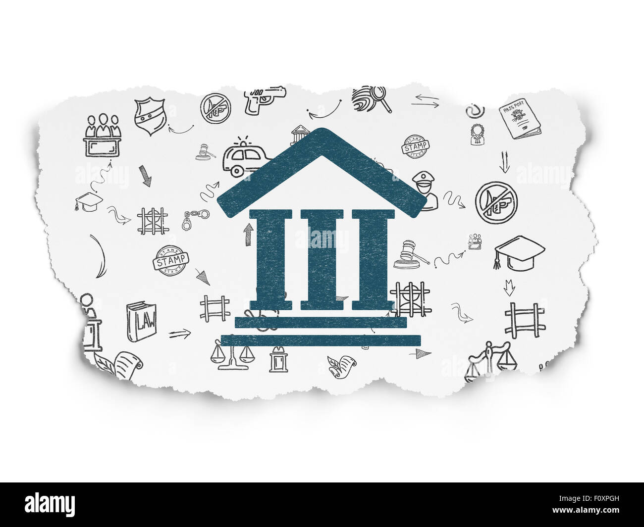 Law concept: Courthouse on Torn Paper background Stock Photo - Alamy
