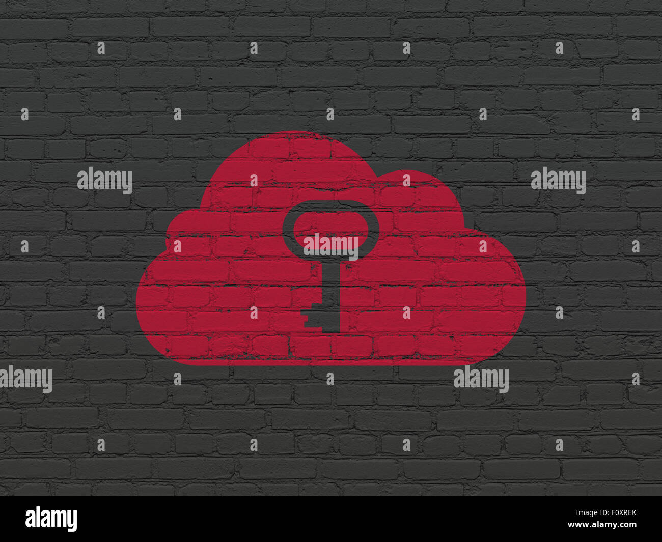 Cloud technology concept: Cloud With Key on wall background Stock Photo ...