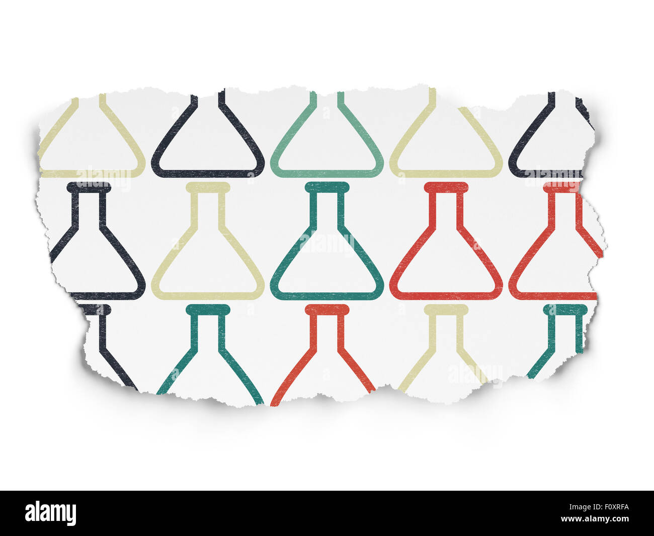 Science concept: Flask icons on Torn Paper background Stock Photo - Alamy