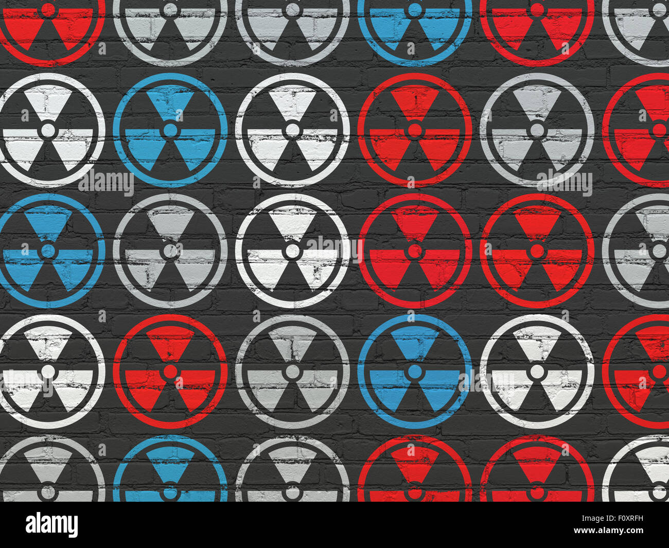 Science concept: Radiation icons on wall background Stock Photo - Alamy