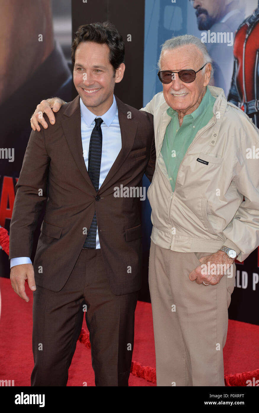 LOS ANGELES, CA - JUNE 29, 2015: Paul Rudd & Stan Lee at the world ...