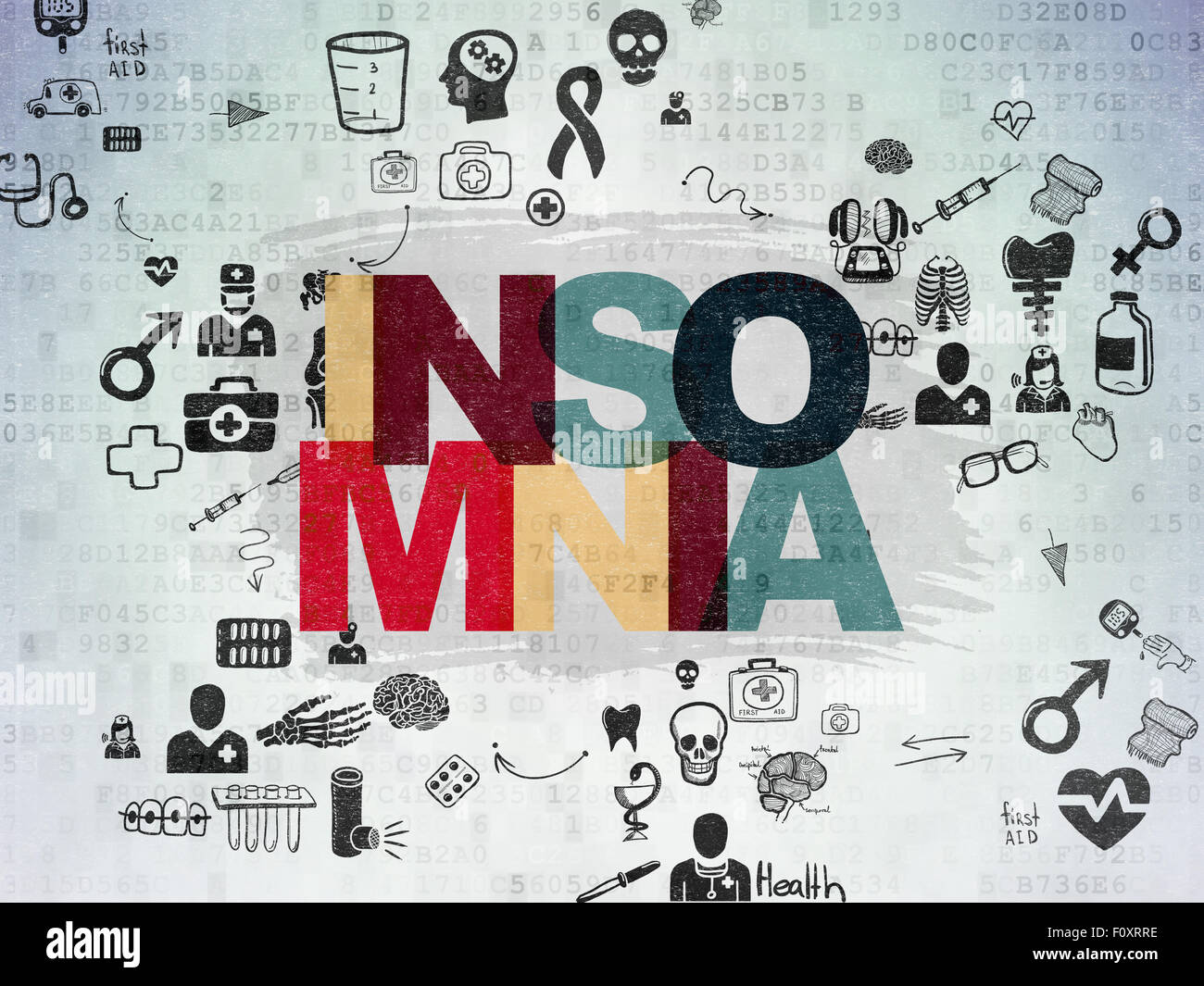 Medicine concept: Insomnia on Digital Paper background Stock Photo - Alamy