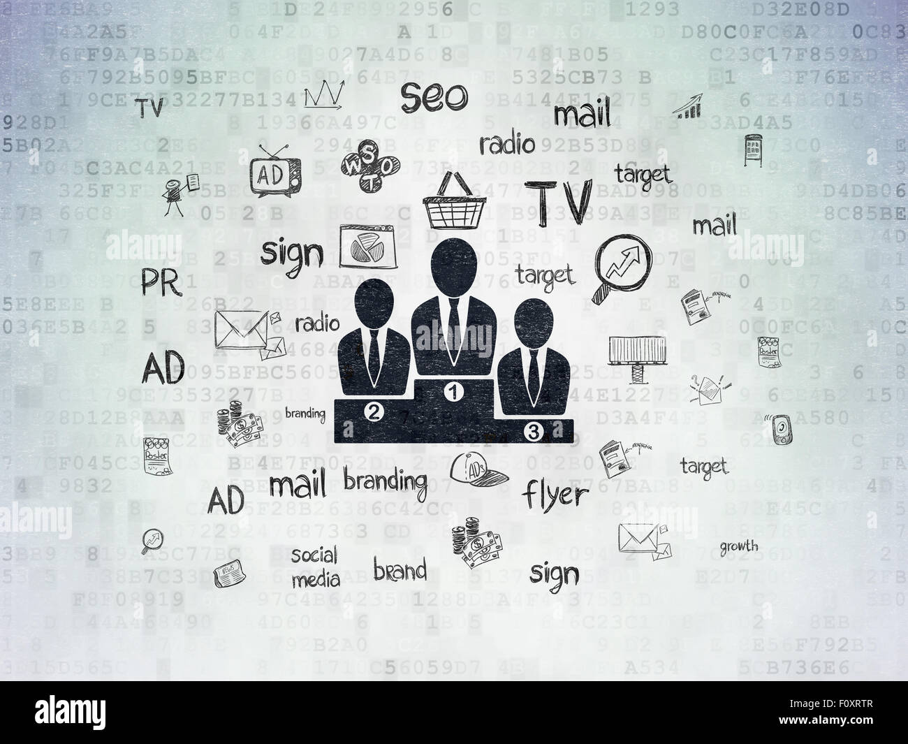 Advertising concept: Business Team on Digital Paper background Stock ...