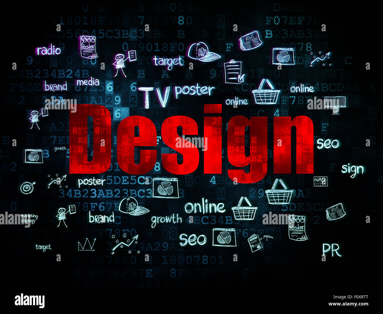 Advertising concept: Design on Digital background Stock Photo - Alamy