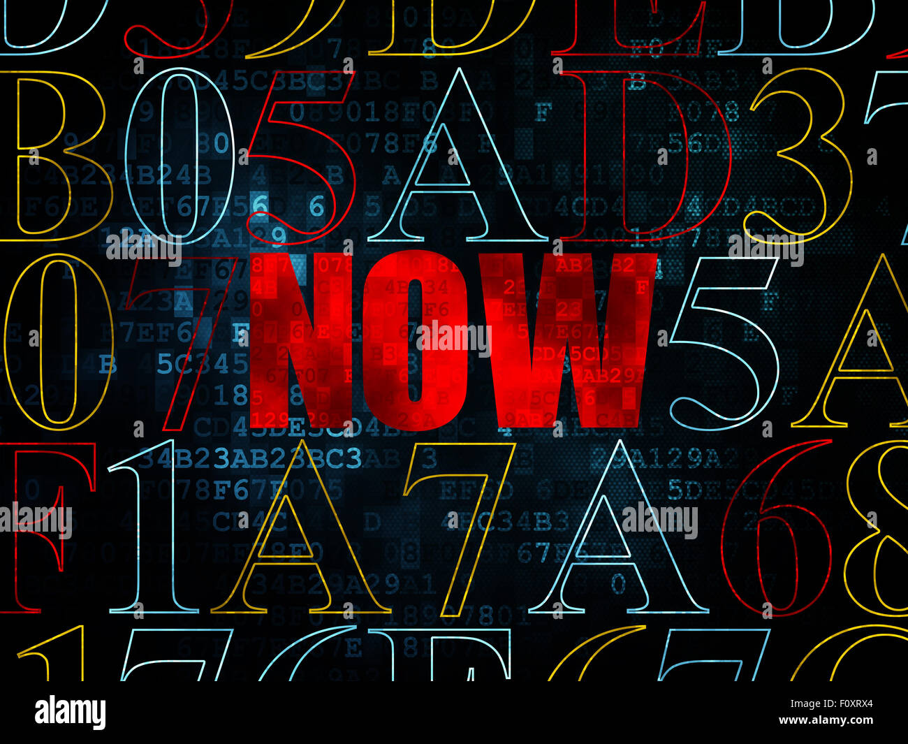 Time concept: Now on Digital background Stock Photo - Alamy