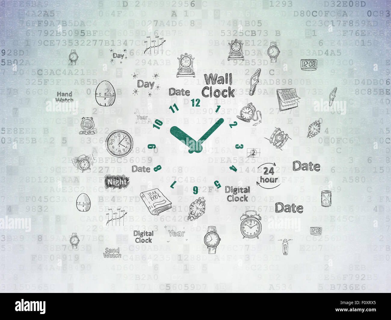 Timeline concept: Clock on Digital Paper background Stock Photo - Alamy