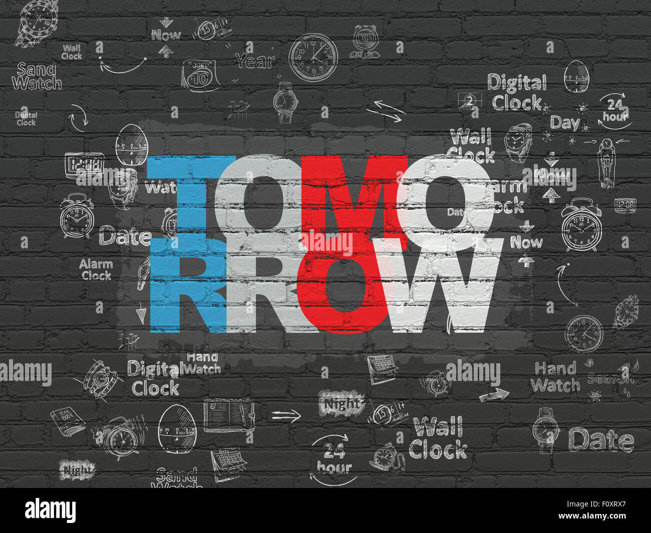 Time concept: Tomorrow on wall background Stock Photo - Alamy