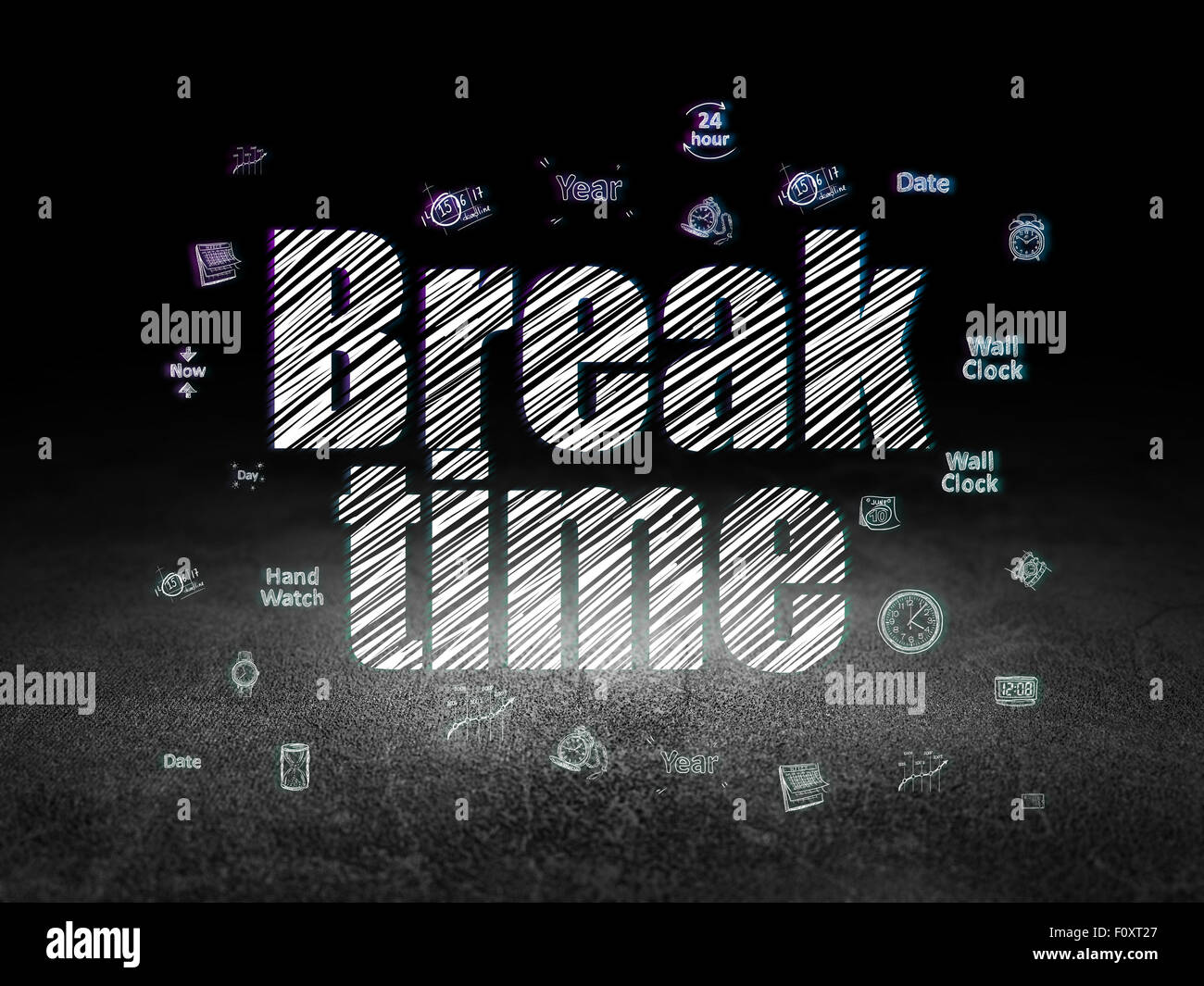 Time concept: Break Time in grunge dark room Stock Photo - Alamy