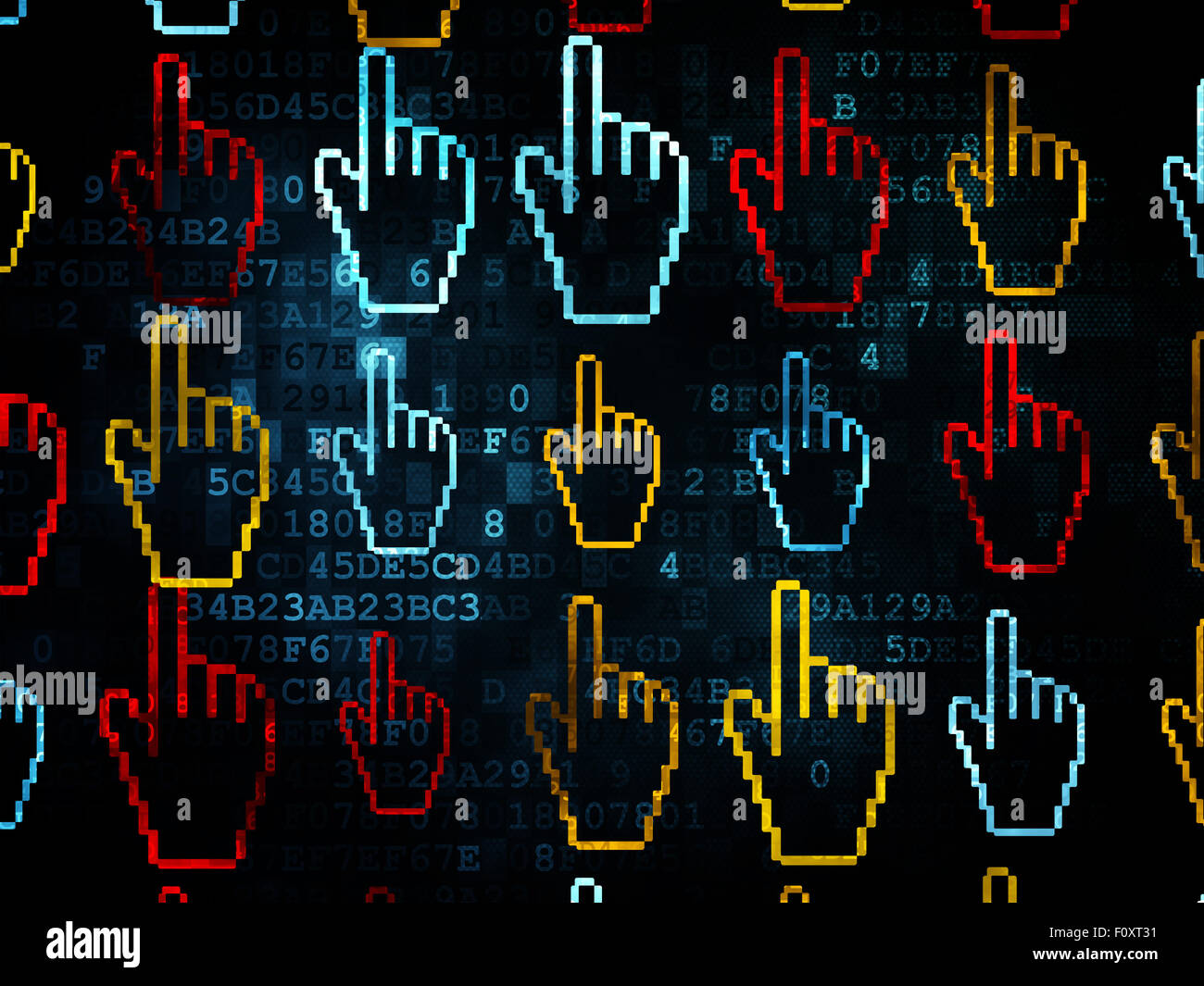 Web development concept: Mouse Cursor icons on Digital background Stock Photo - Alamy