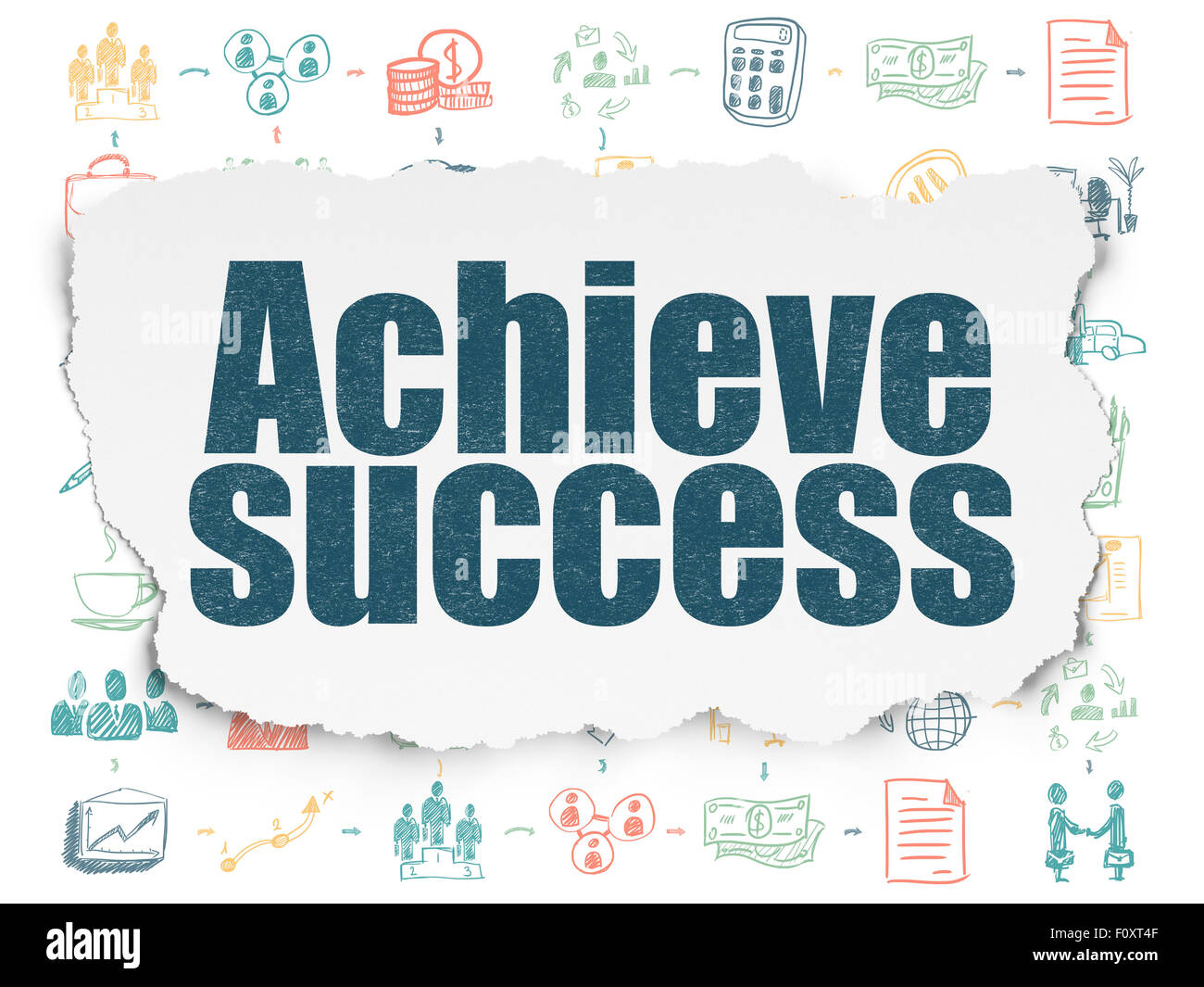 Business concept: Achieve Success on Torn Paper background Stock Photo ...
