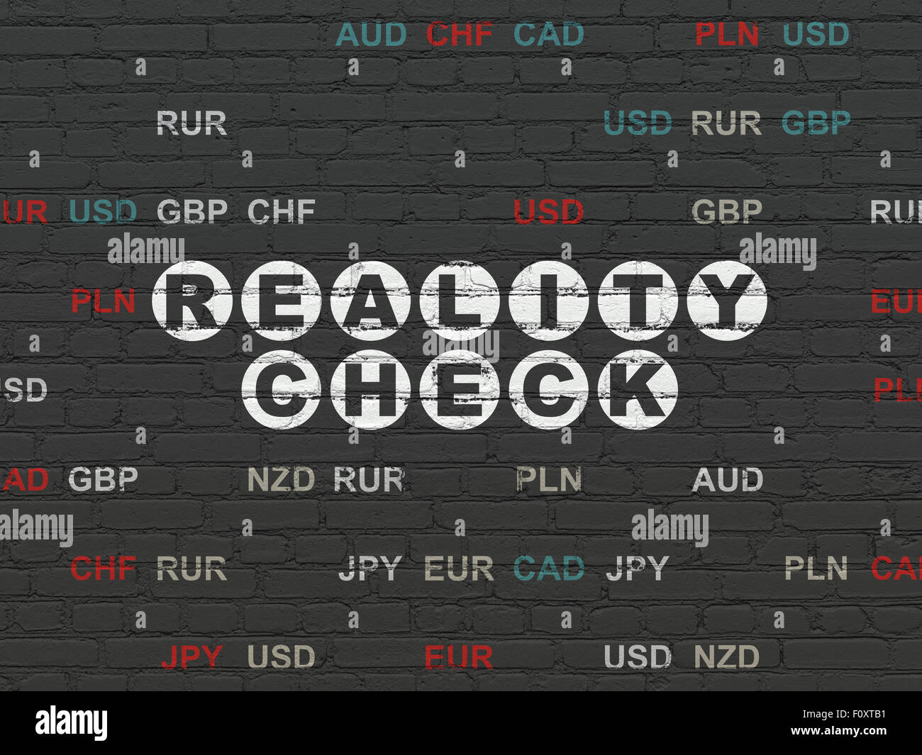 Business concept: Reality Check on wall background Stock Photo - Alamy