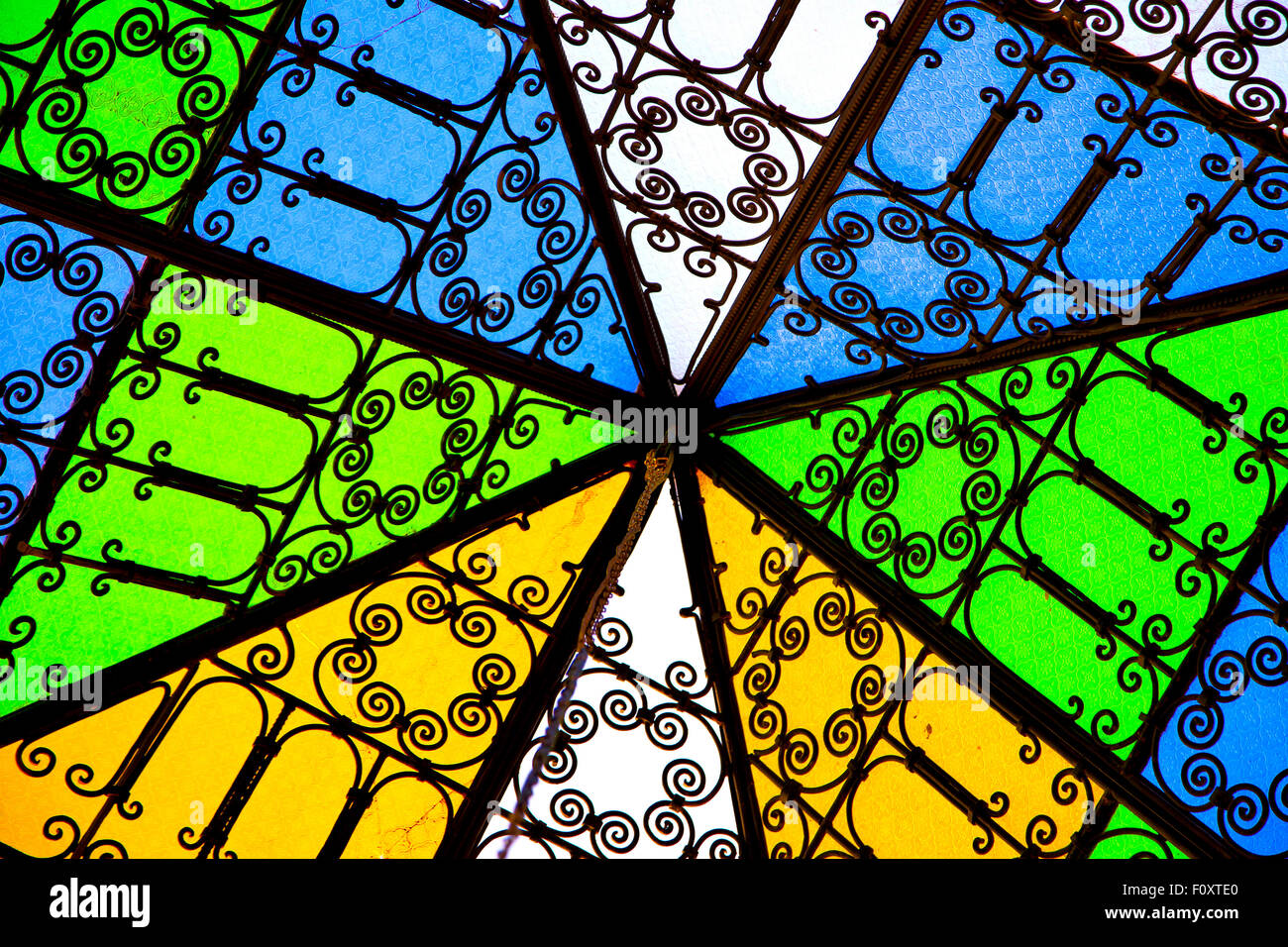 colorated glass and sun in morocco africa window and light Stock Photo ...