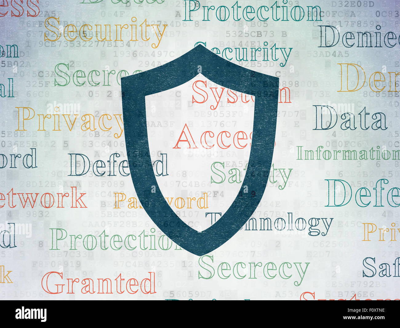 Privacy concept: Contoured Shield on Digital Paper background Stock ...