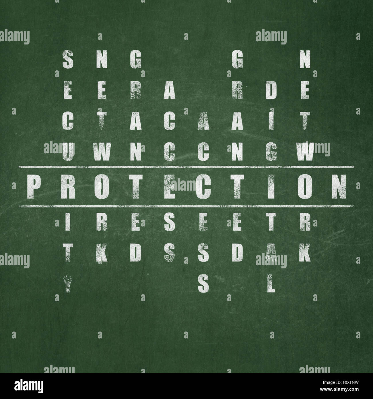 Security concept: word Protection in solving Crossword Puzzle Stock ...