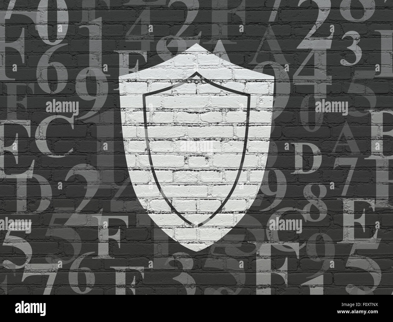 Safety concept: Shield on wall background Stock Photo - Alamy