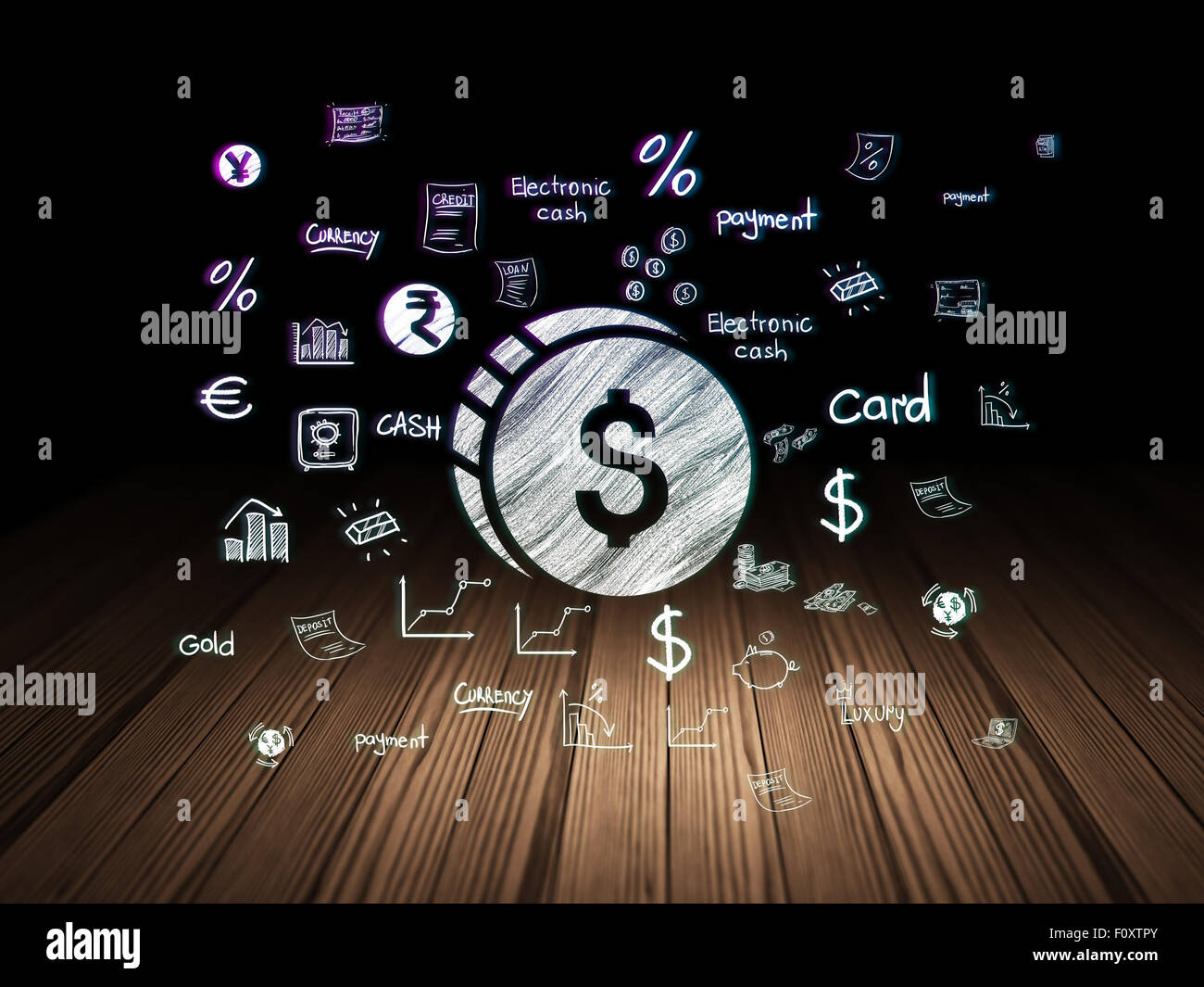 Money concept: Dollar Coin in grunge dark room Stock Photo - Alamy