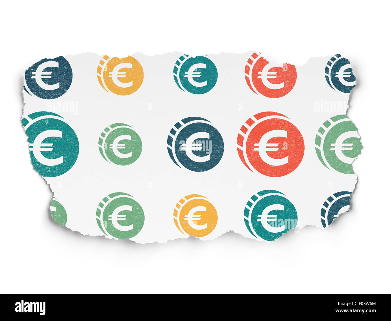 Currency concept: Euro Coin icons on Torn Paper background Stock Photo ...