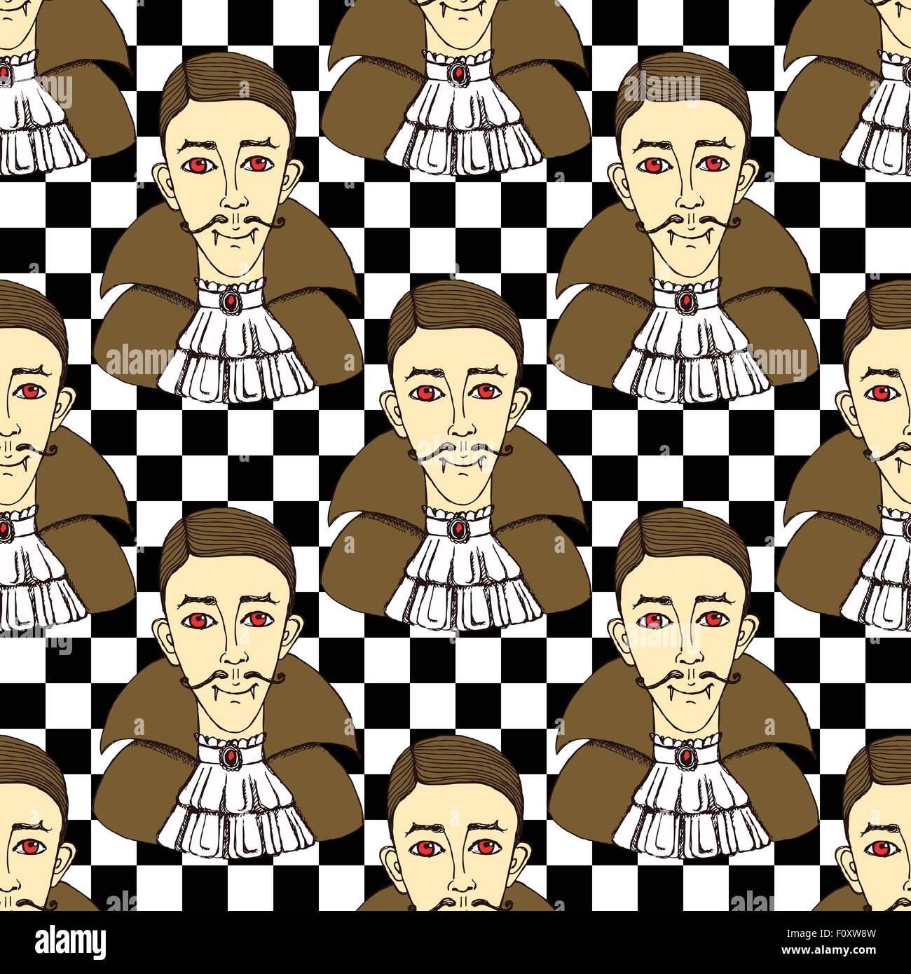 Sketch vampire in vintage style, vector seamless pattern Stock Vector ...