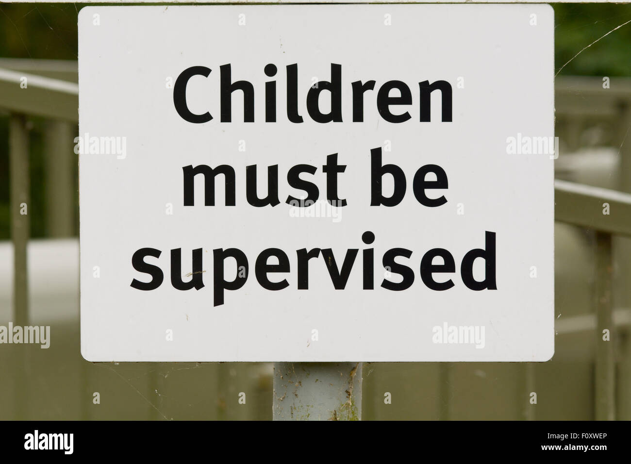 Children must be Supervised sign besides River Ouse in Bedford ...