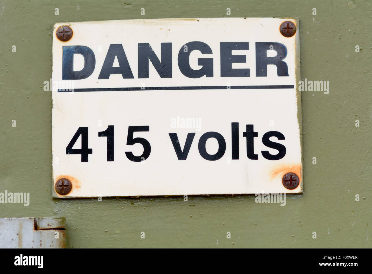 Danger 415 volts sign Stock Photo - Alamy
