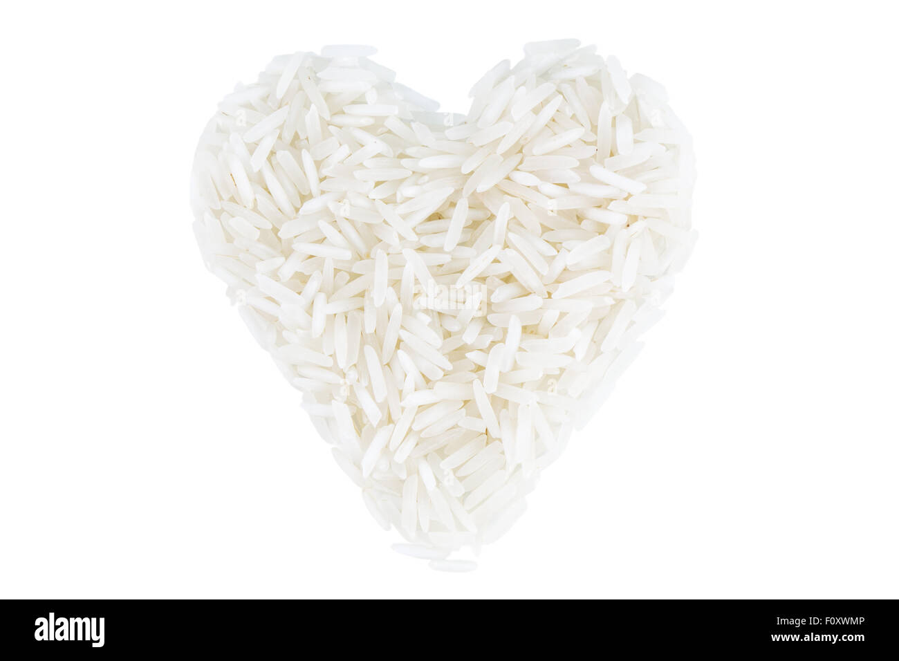Heart shape made of basmati rice viewed from above, isolated on white ...