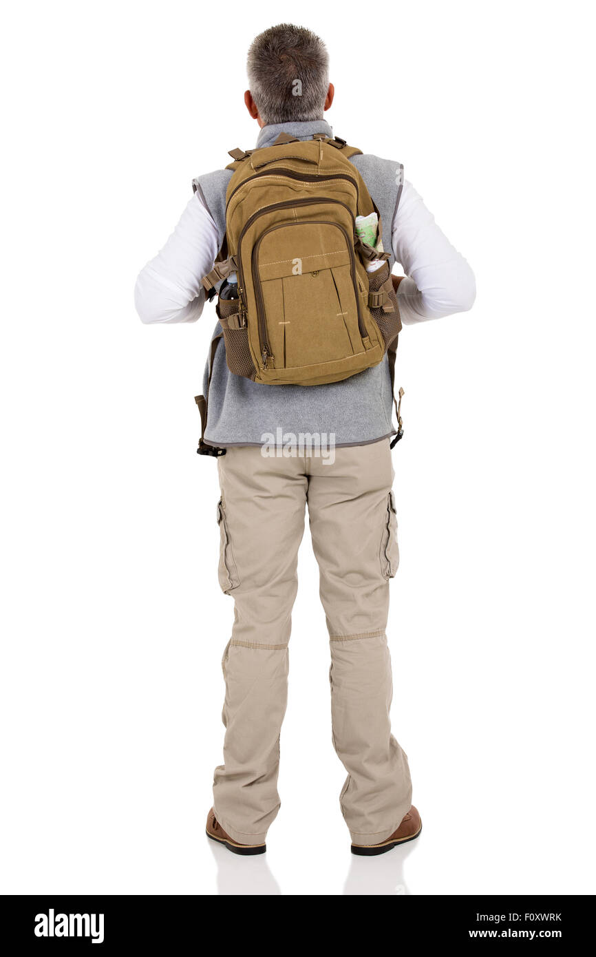 back view of male hiker isolated on white background Stock Photo - Alamy