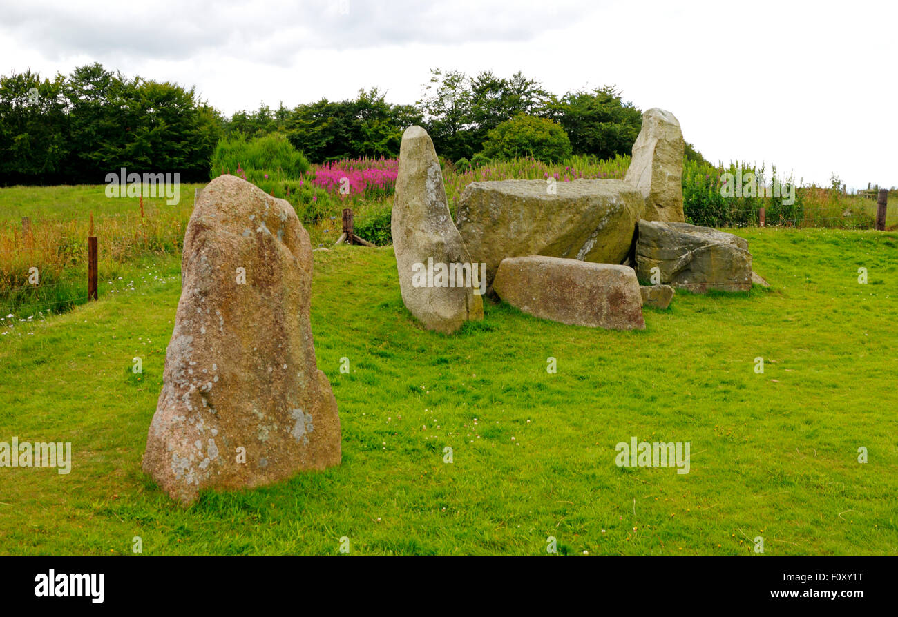 A view of the recumbent stone and flankers at Easter Aquorthies Stone ...