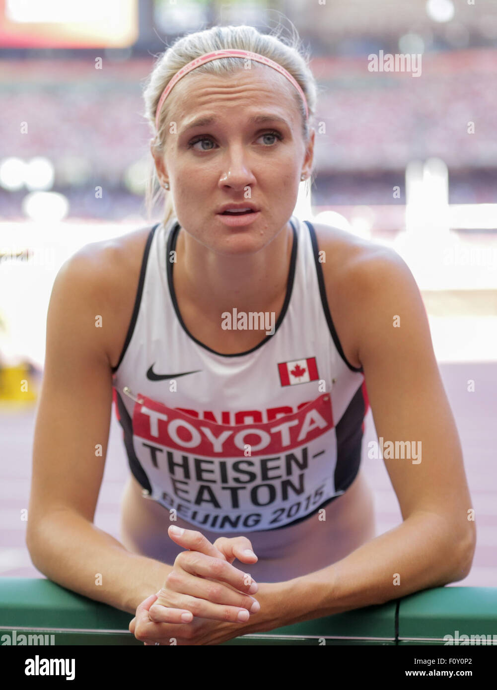 Beijing, China. 22nd Aug, 2015. Canada's Brianne Theisen-Eaton looks on ...