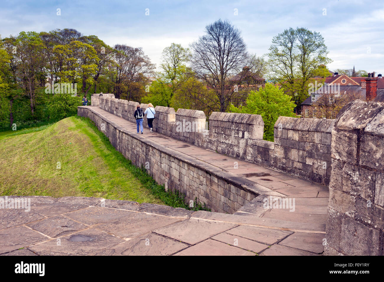 Walking the city walls in York, North Yorkshire, England, UK Stock ...