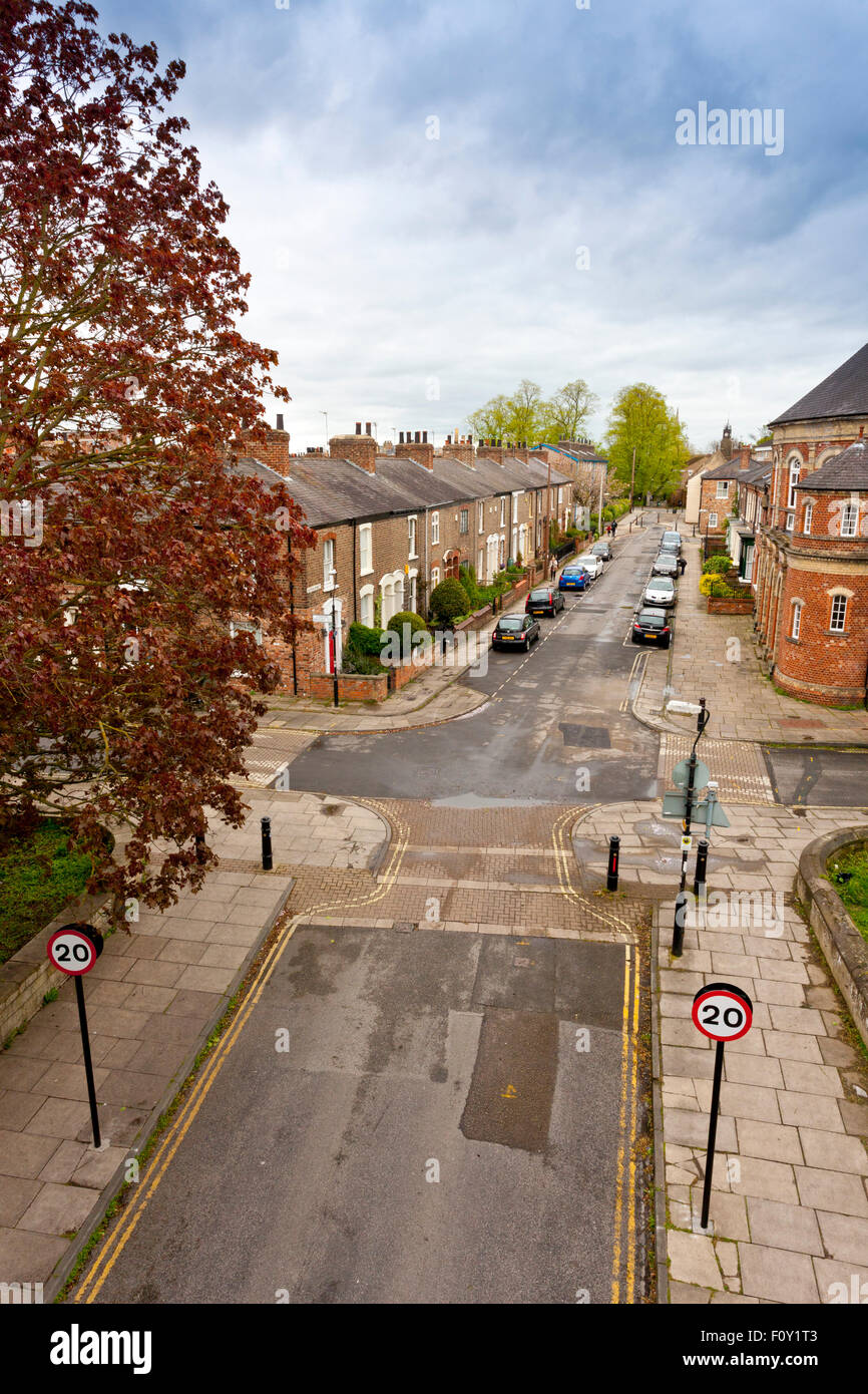 Terraced town houses inside the city walls in York, North Yorkshire ...