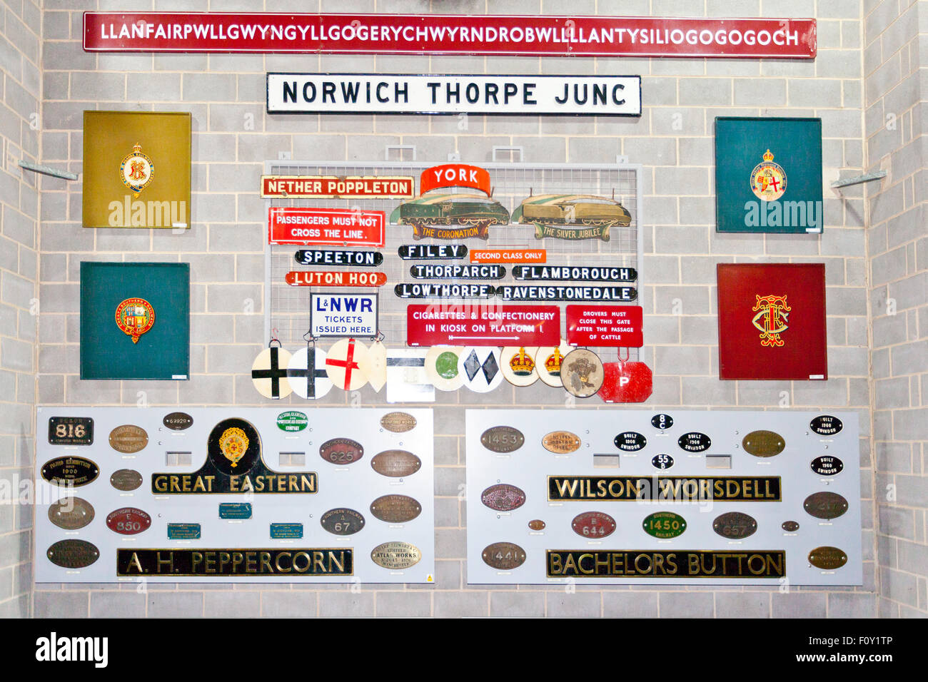 A display of historic assorted nameplates, station and signal box signs ...