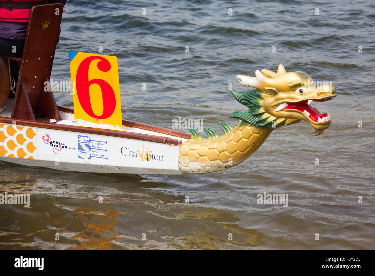 Head of Dragon, Dragon boat race Llys-y-Fran reservoir Pembrokeshire ...