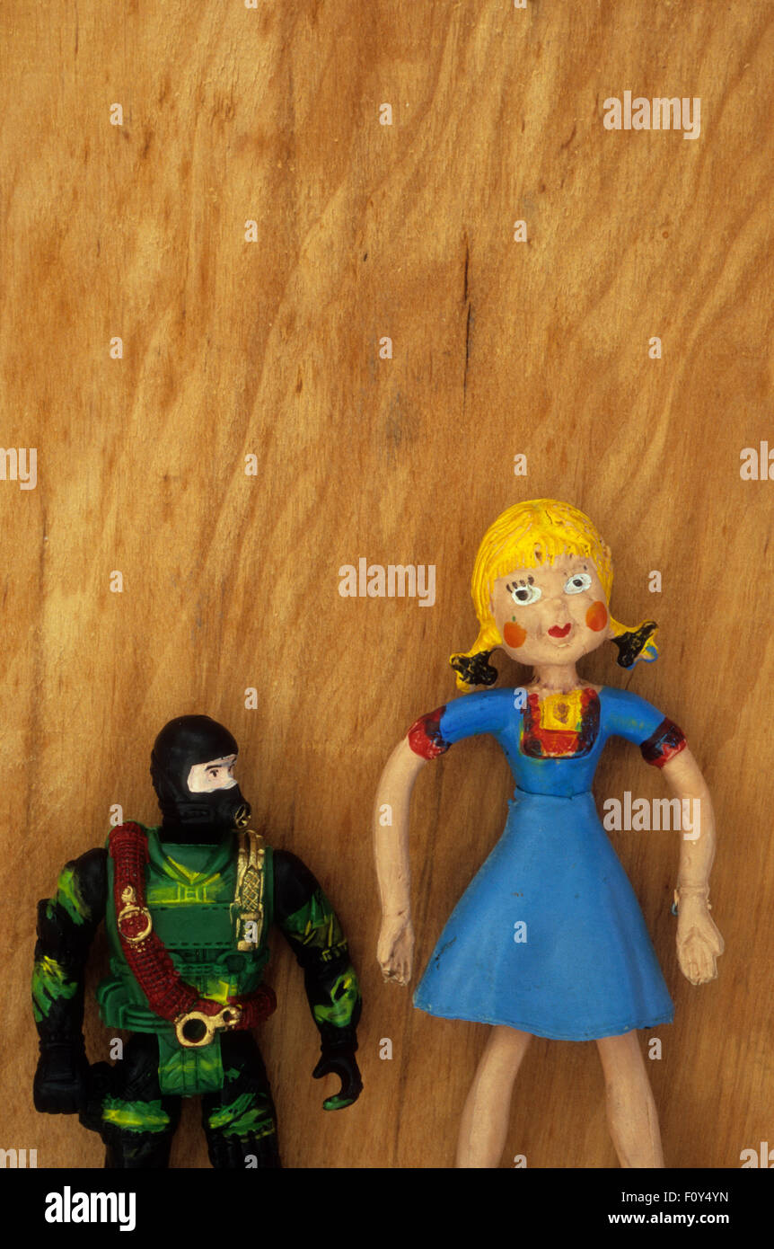 Action man commando in underwater gear standing looking up at bendy ...