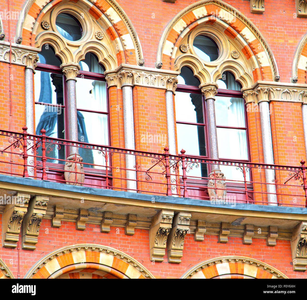 old architecture in london england windows and brick exterior wall ...