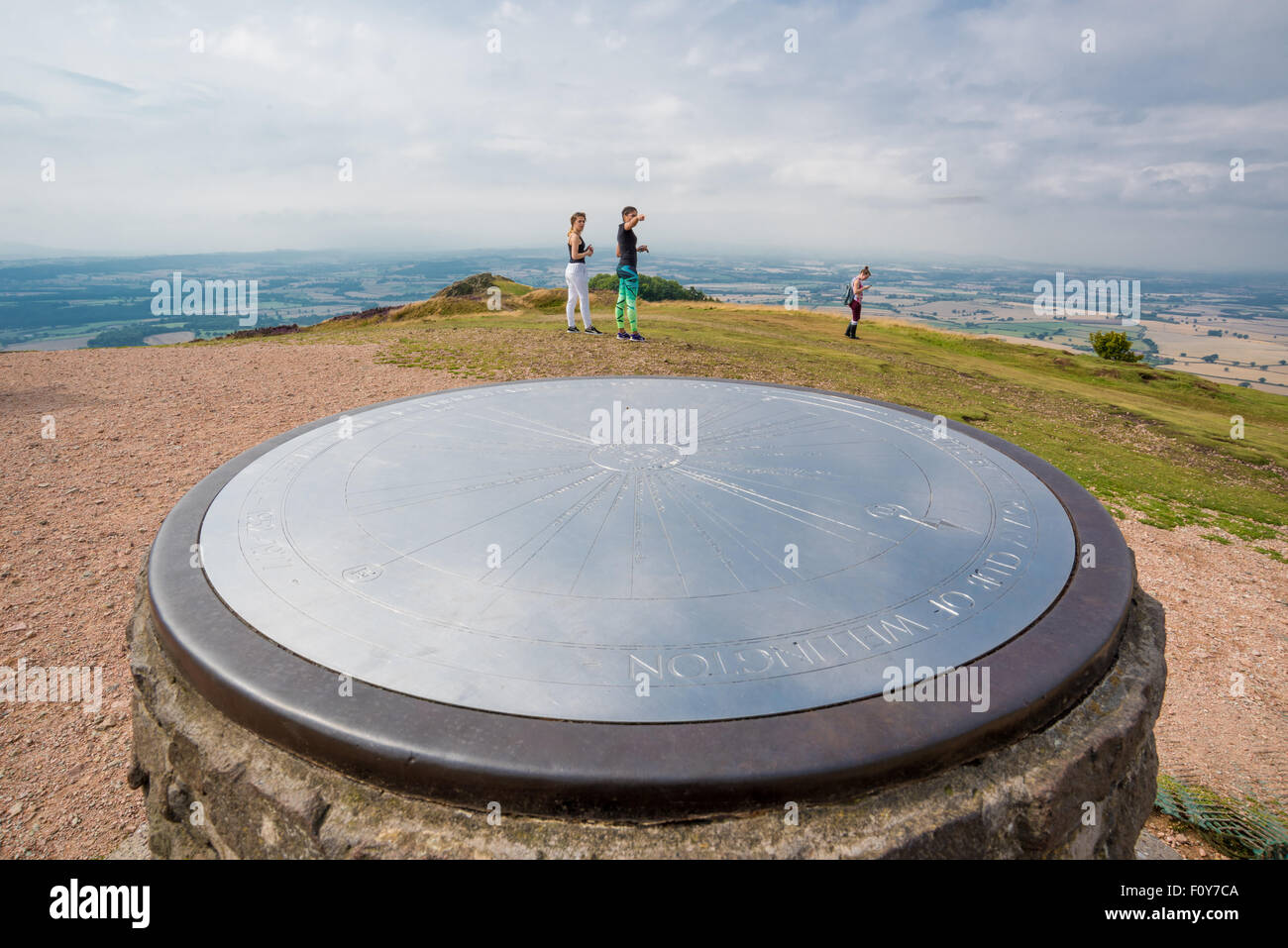 Three young girls enjoying the view View from the top of the Wrekin ...