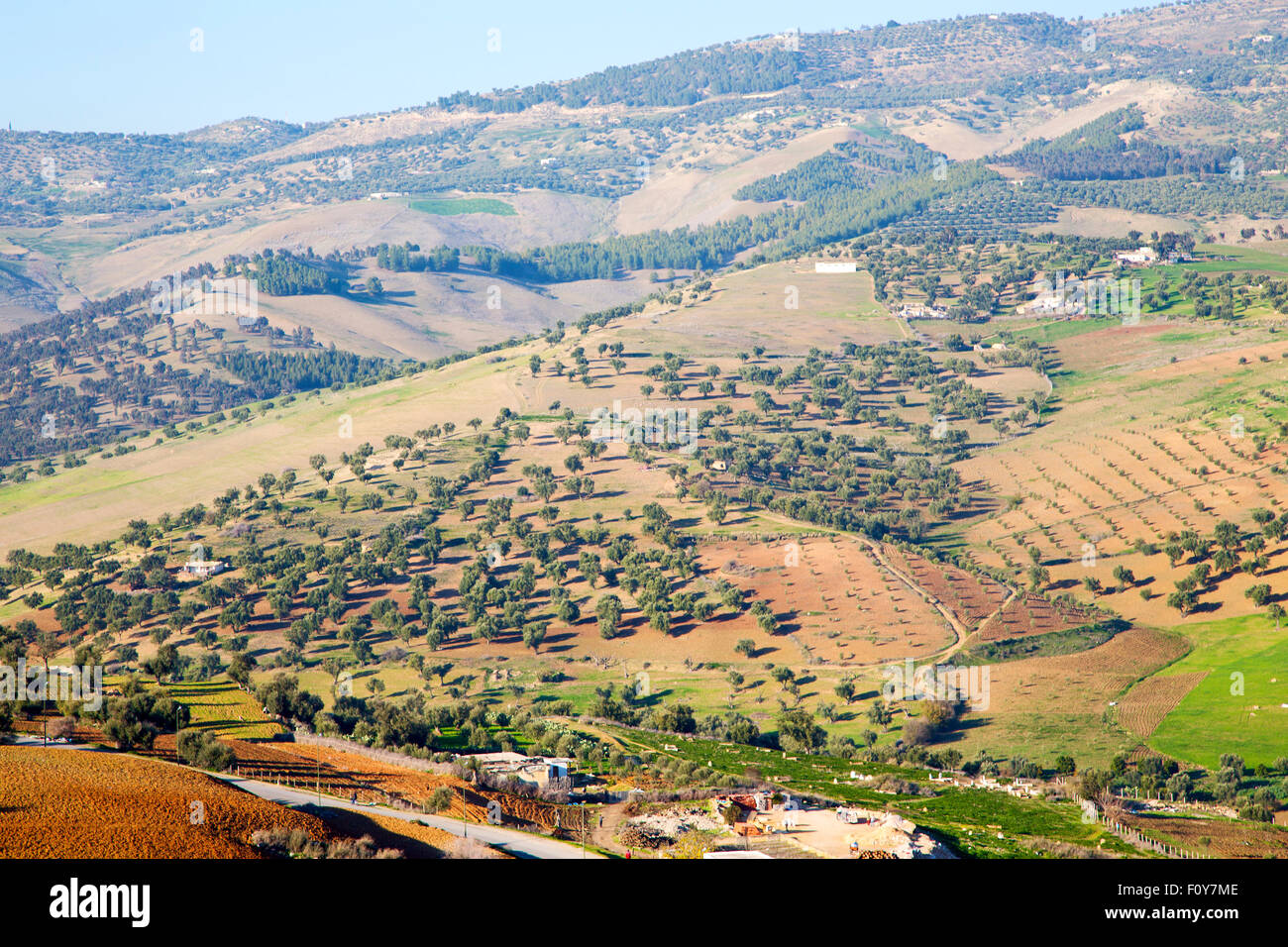 from high in the village morocco africa field and constructions Stock ...
