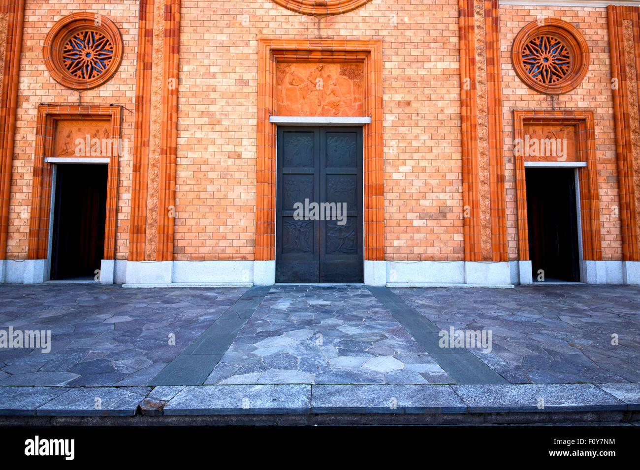 italy lombardy in the vergiate old church closed brick tower wall Stock ...