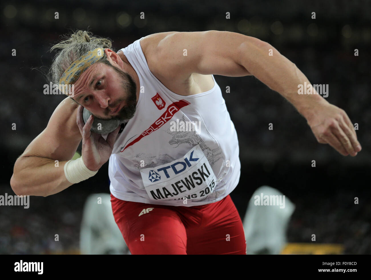 Beijing, China. 23rd Aug, 2015. Tomasz Majewski of Poland competes in ...