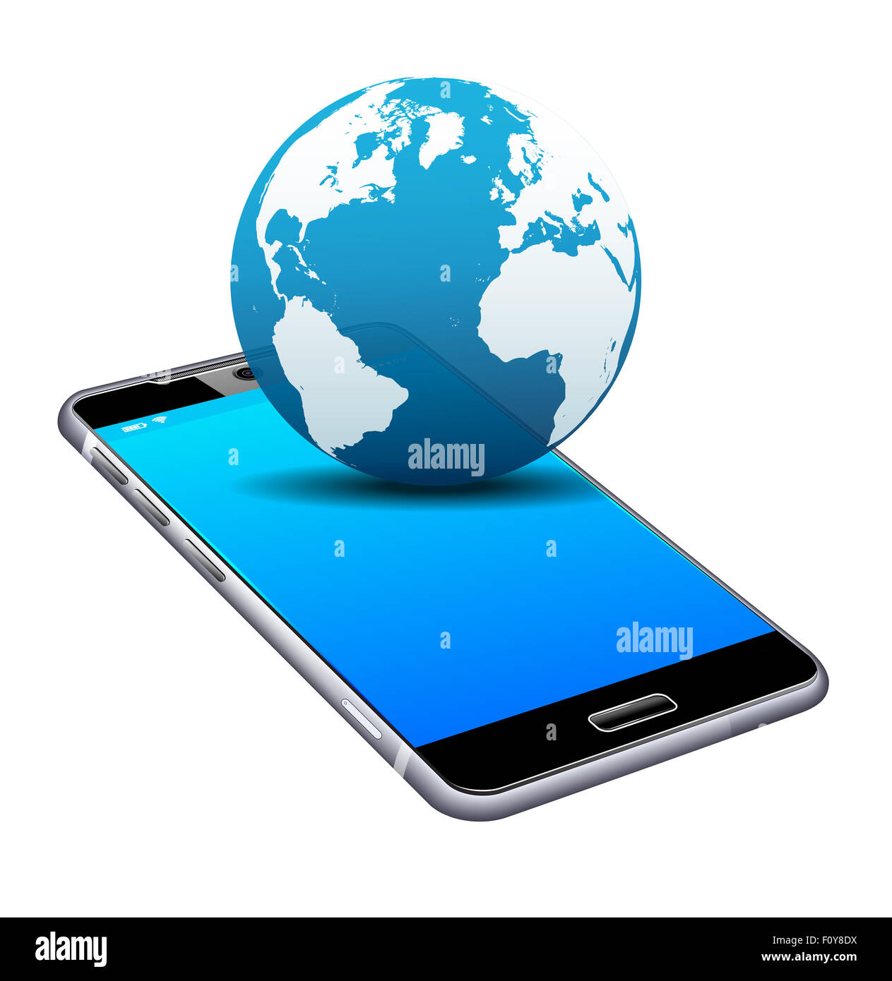 Communication cell mobile phone on a white background with reflection ...